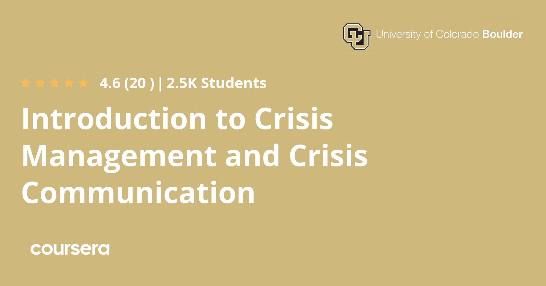 Introduction to Crisis Management and Crisis Communication | Coursera