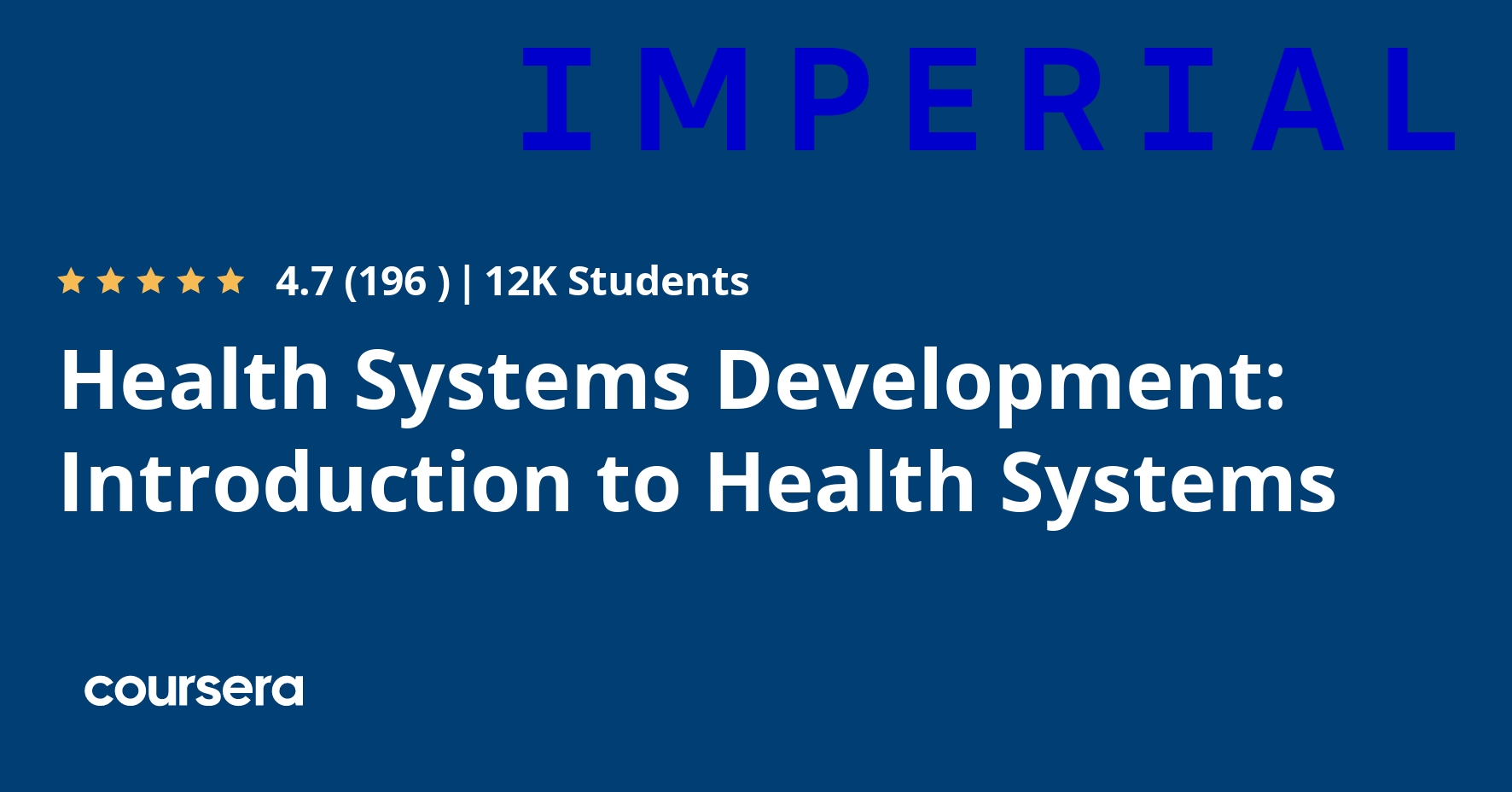 卫生系统发展：卫生系统简介 | Coursera