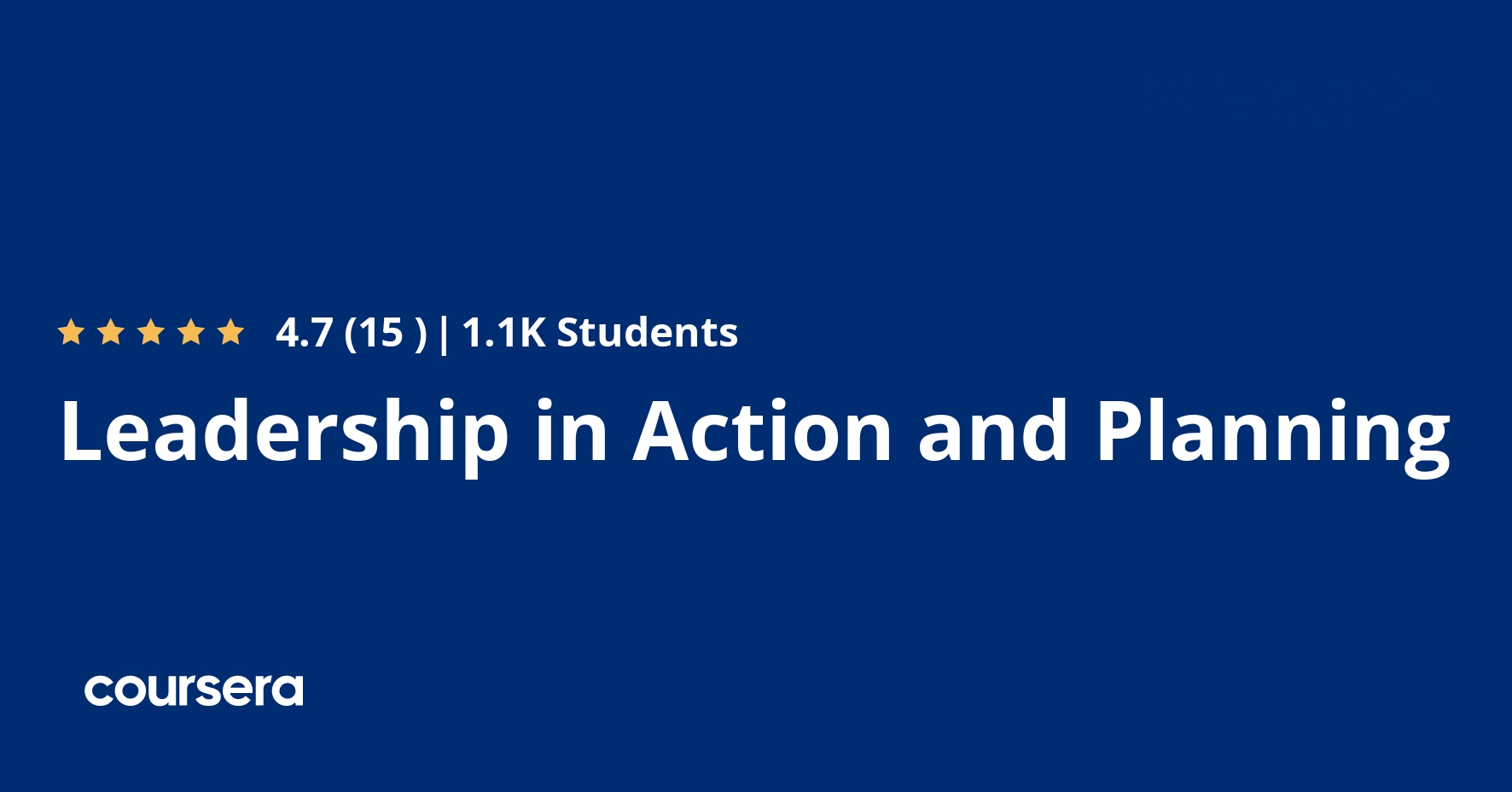 Leadership in Action and Planning | Coursera