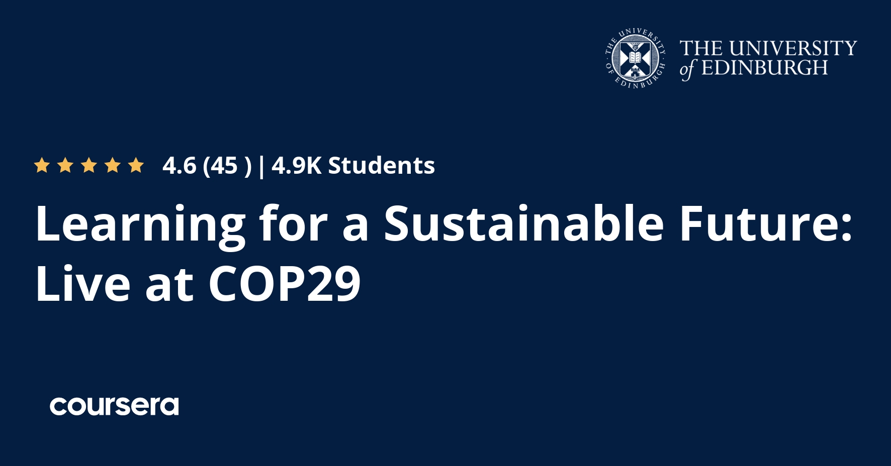 Learning for a Sustainable Future: Live at COP29 | Coursera