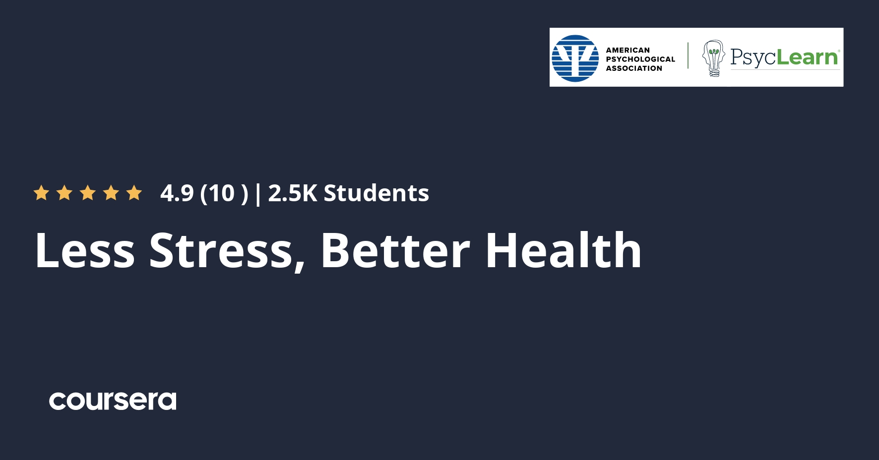 Less Stress, Better Health | Coursera