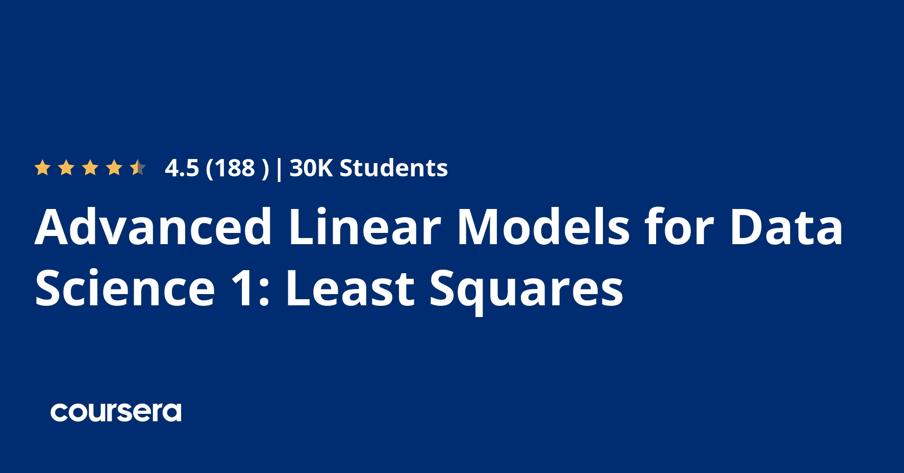 Advanced Linear Models For Data Science 1 Least Squares Coursera