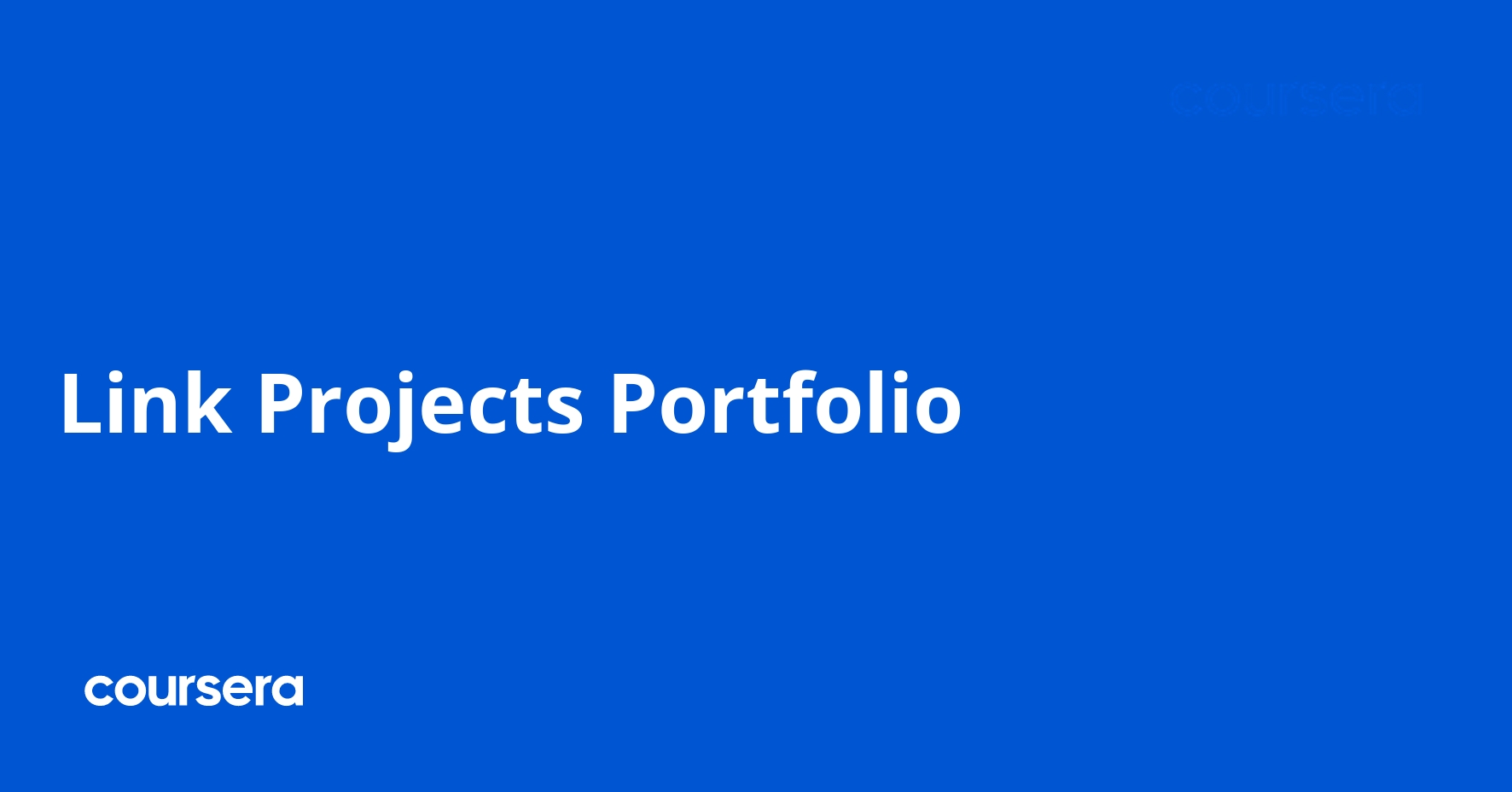 Link Projects Portfolio | Coursera