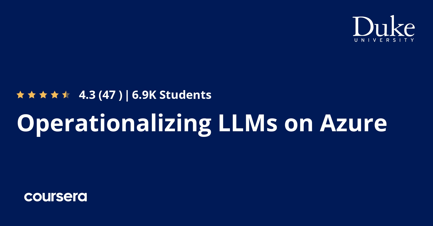 Operationalizing LLMs on Azure | Coursera