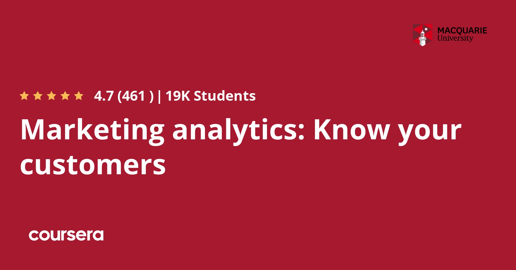 Marketing analytics: Know your customers | Coursera