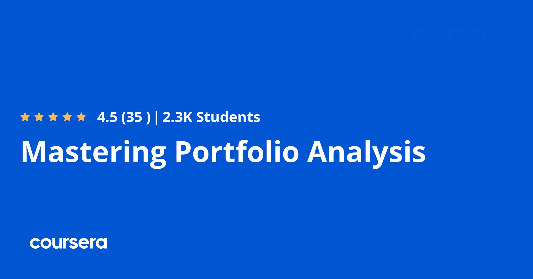 Mastering Portfolio Analysis | Coursera