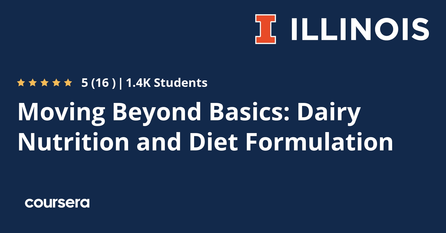Moving Beyond Basics: Dairy Nutrition and Diet Formulation | Coursera
