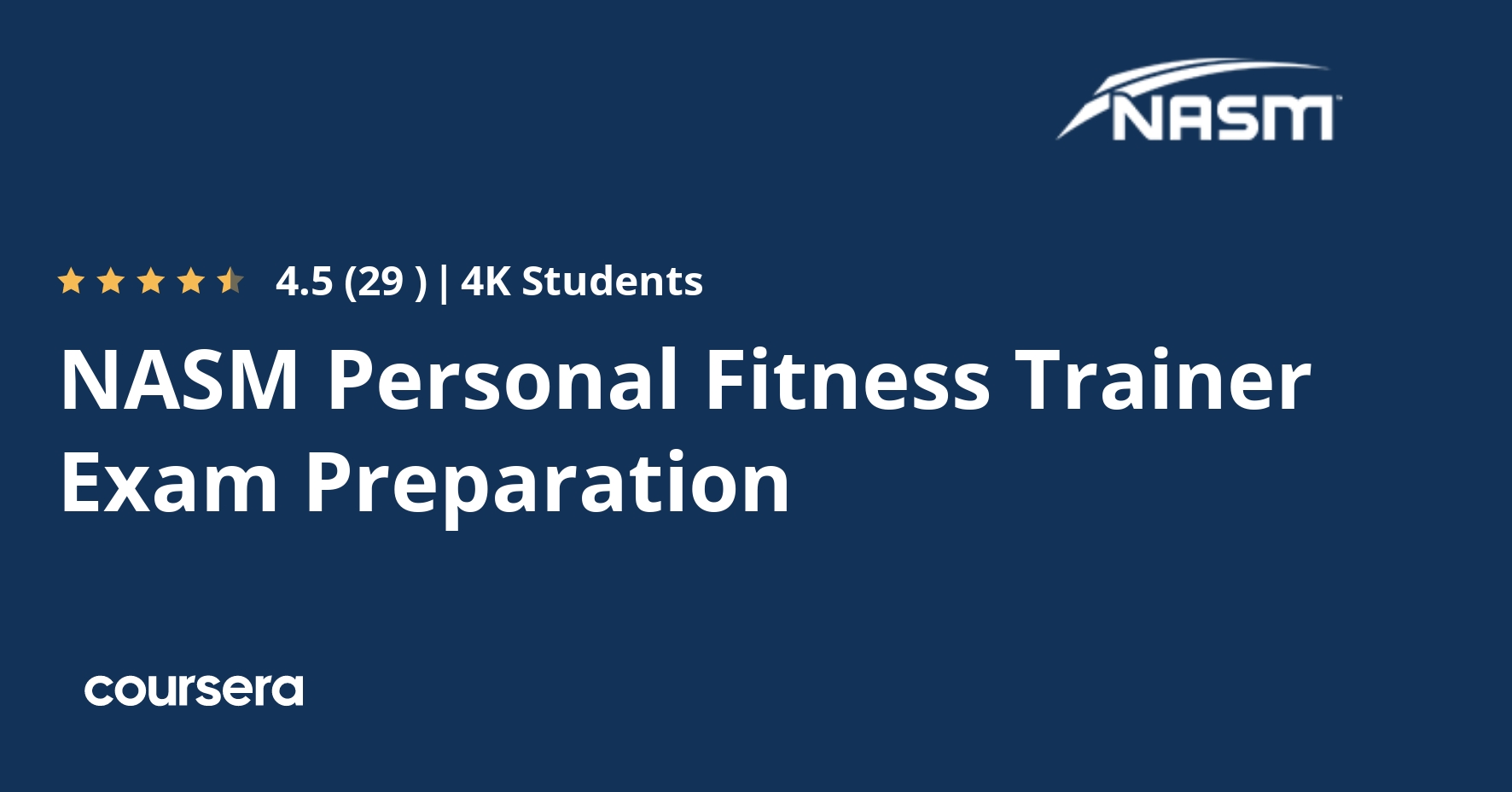 NASM Personal Fitness Trainer Exam Preparation | Coursera