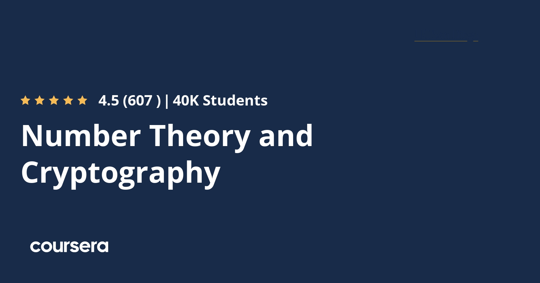 Number Theory And Cryptography Coursera