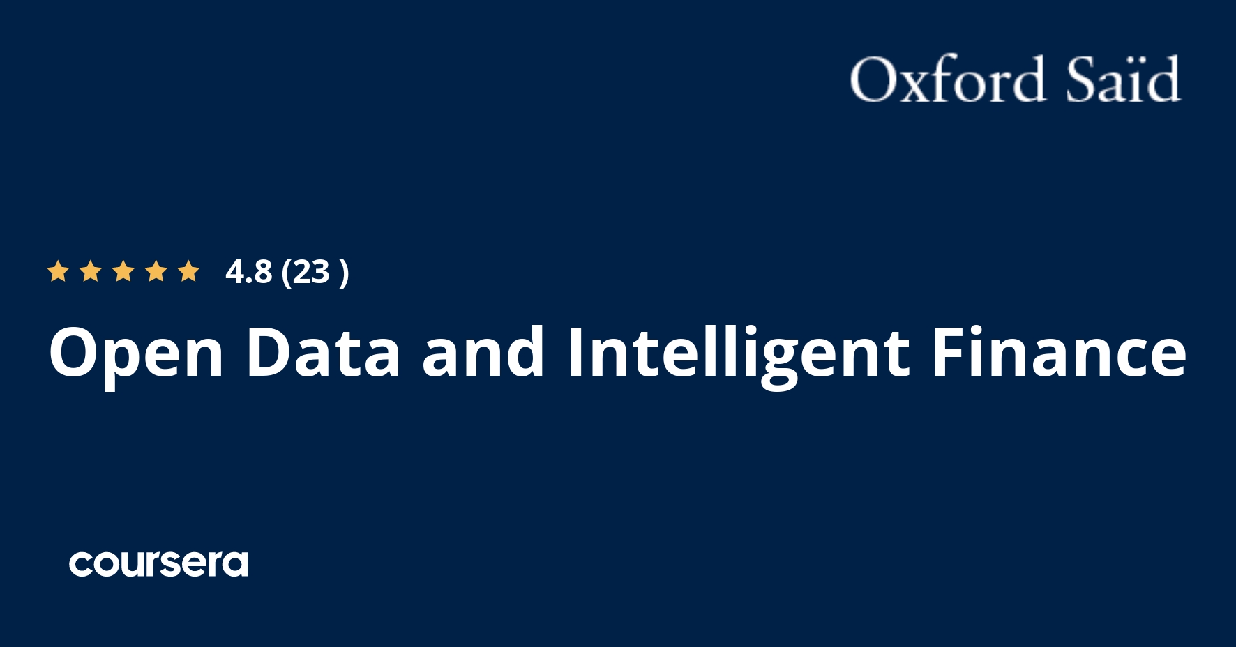 Open Data and Intelligent Finance | Coursera