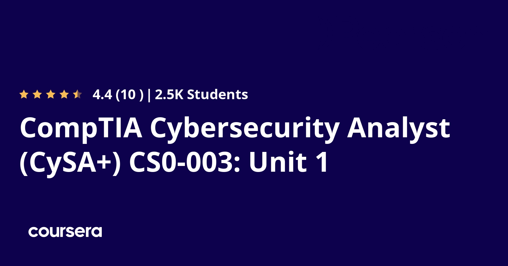 CompTIA Cybersecurity Analyst (CySA+) CS0-003: Unit 1 | Coursera