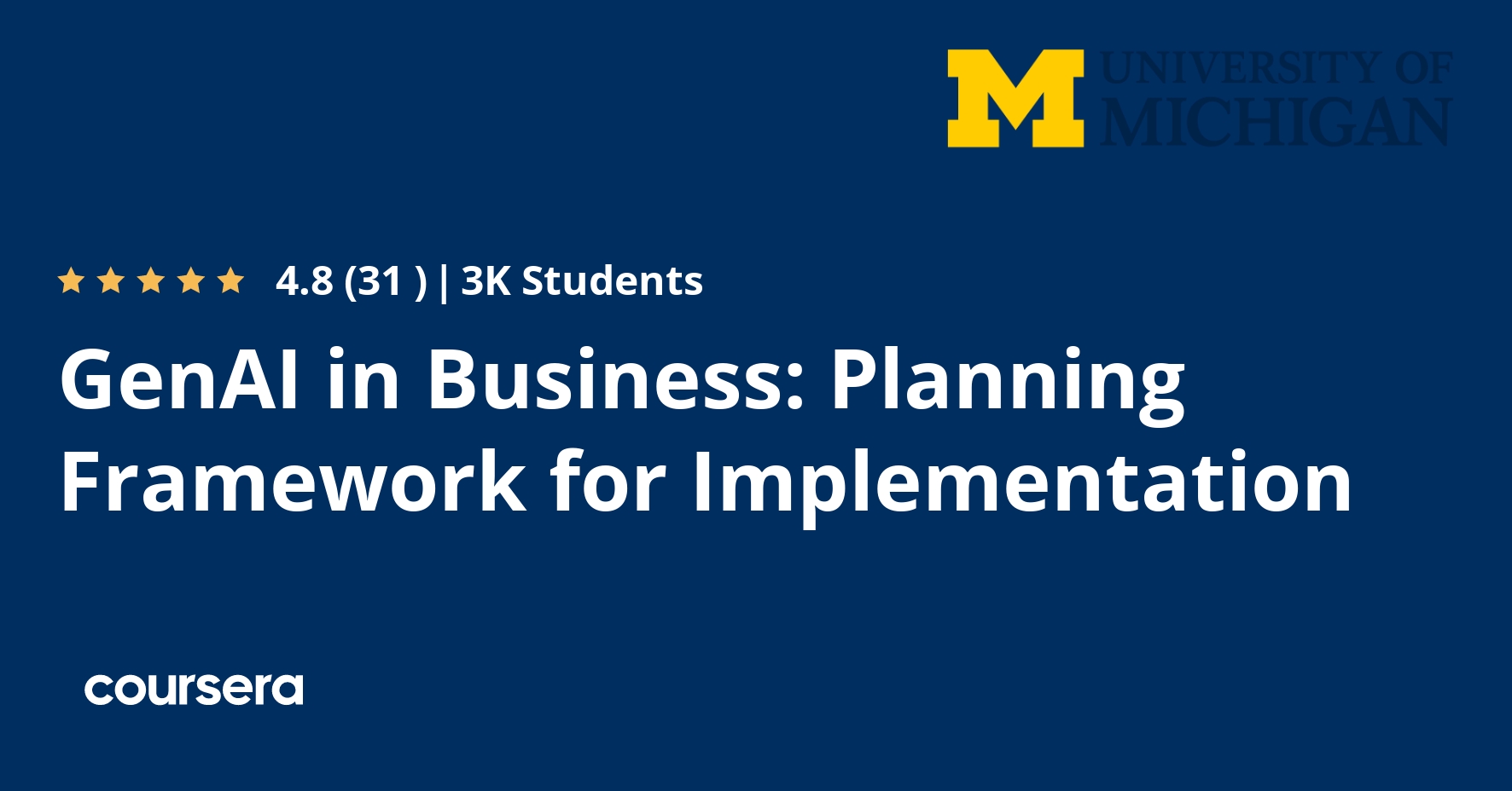 GenAI in Business: Planning Framework for Implementation | Coursera