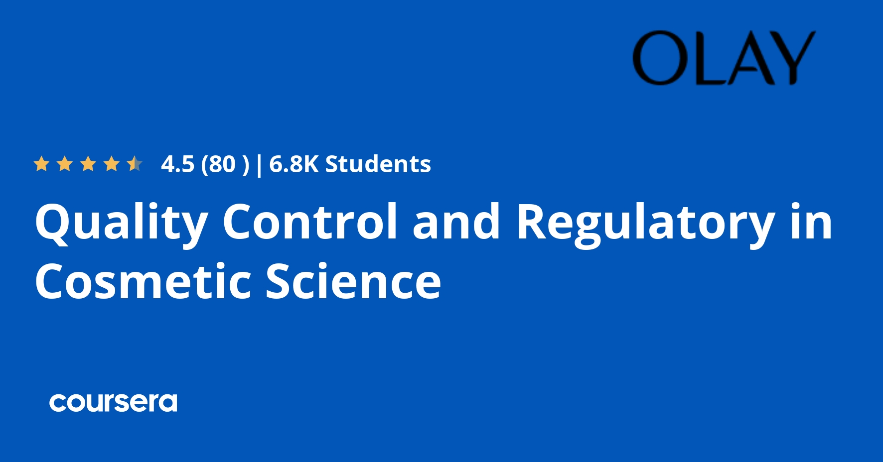Quality Control and Regulatory in Cosmetic Science | Coursera