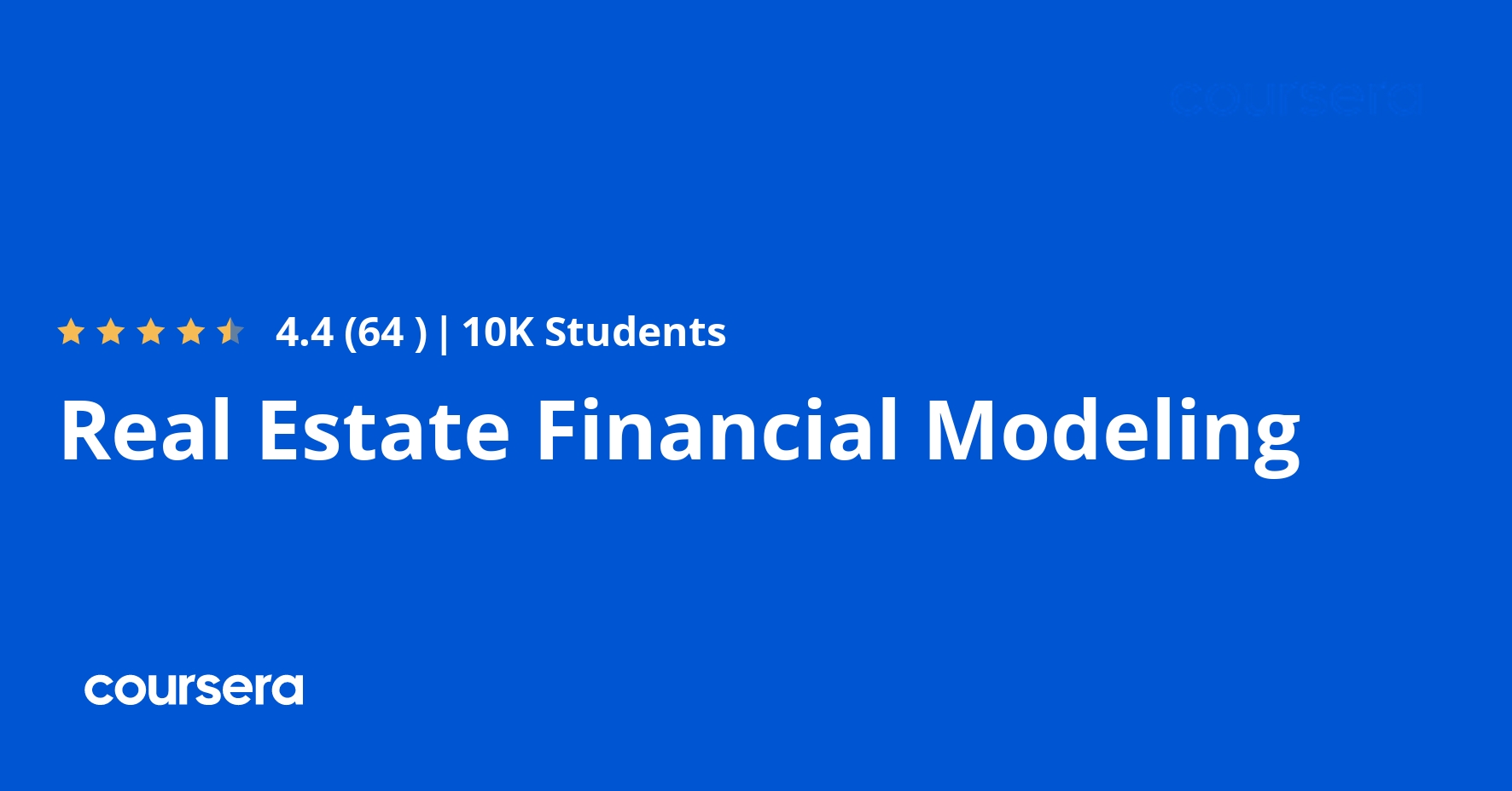 Real Estate Financial Modeling | Coursera