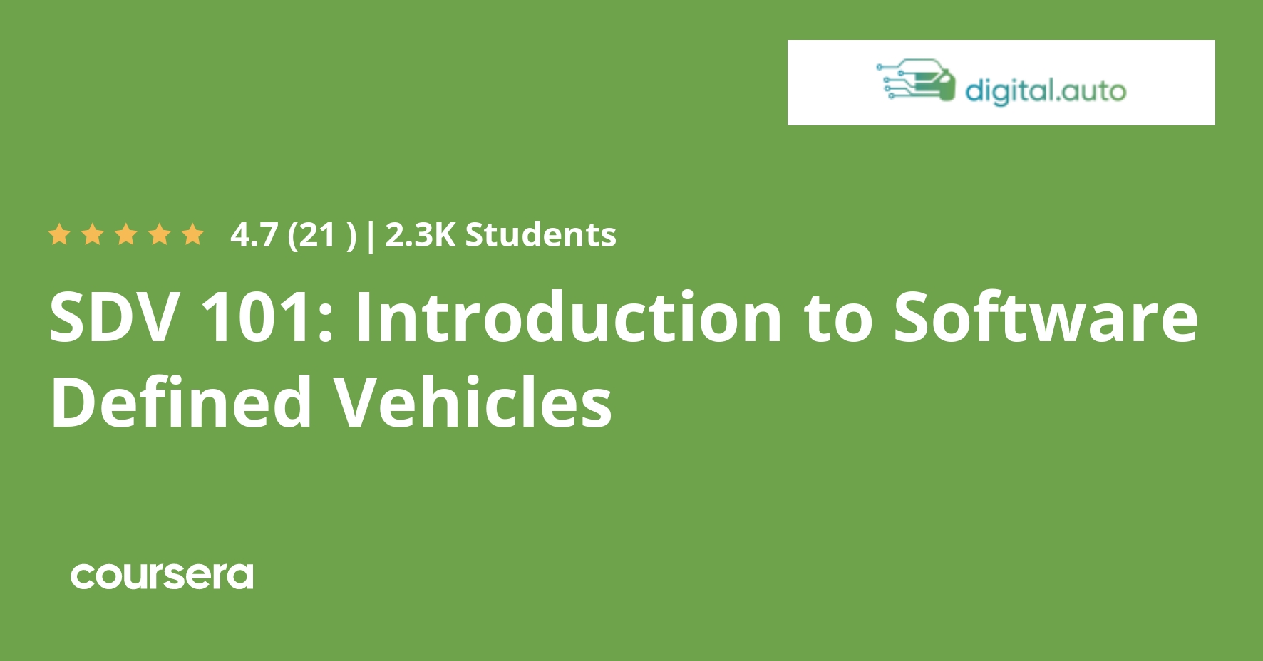SDV 101: Introduction to Software Defined Vehicles | Coursera