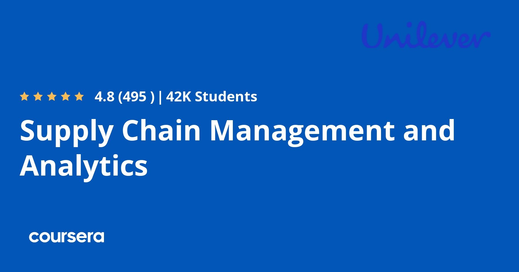 Supply Chain Management and Analytics | Coursera