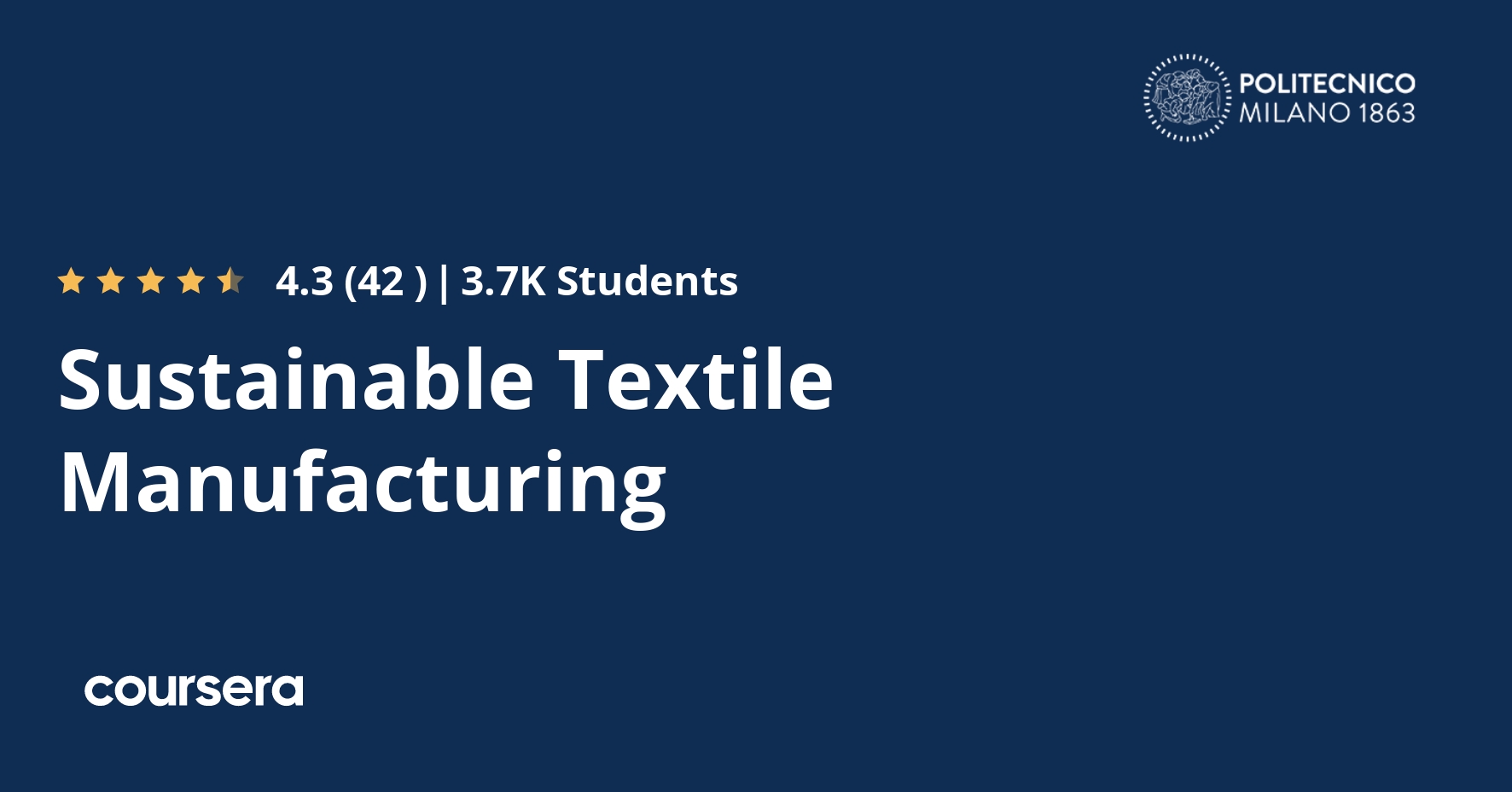 Sustainable Textile Manufacturing | Coursera