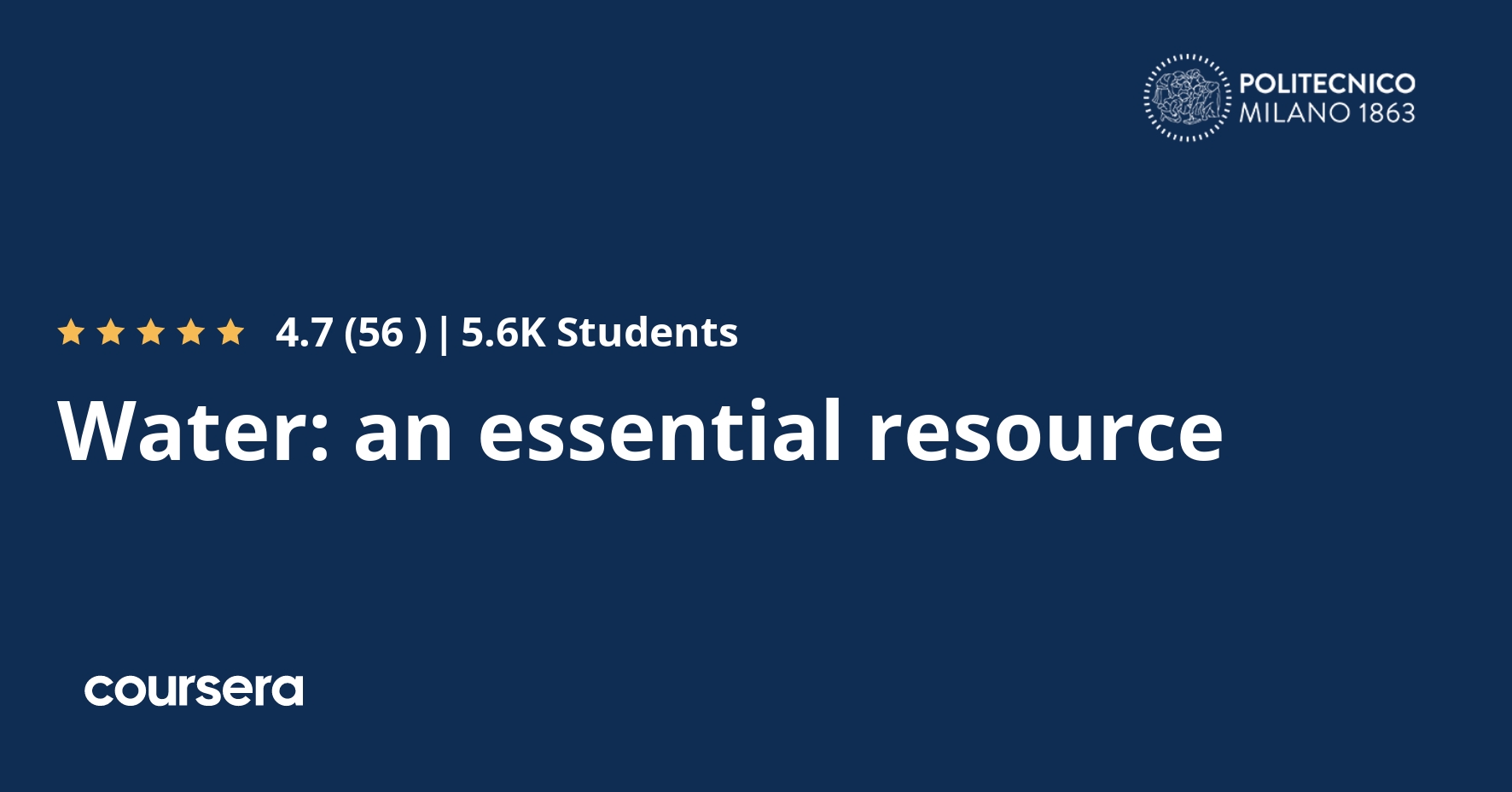Water: an essential resource | Coursera