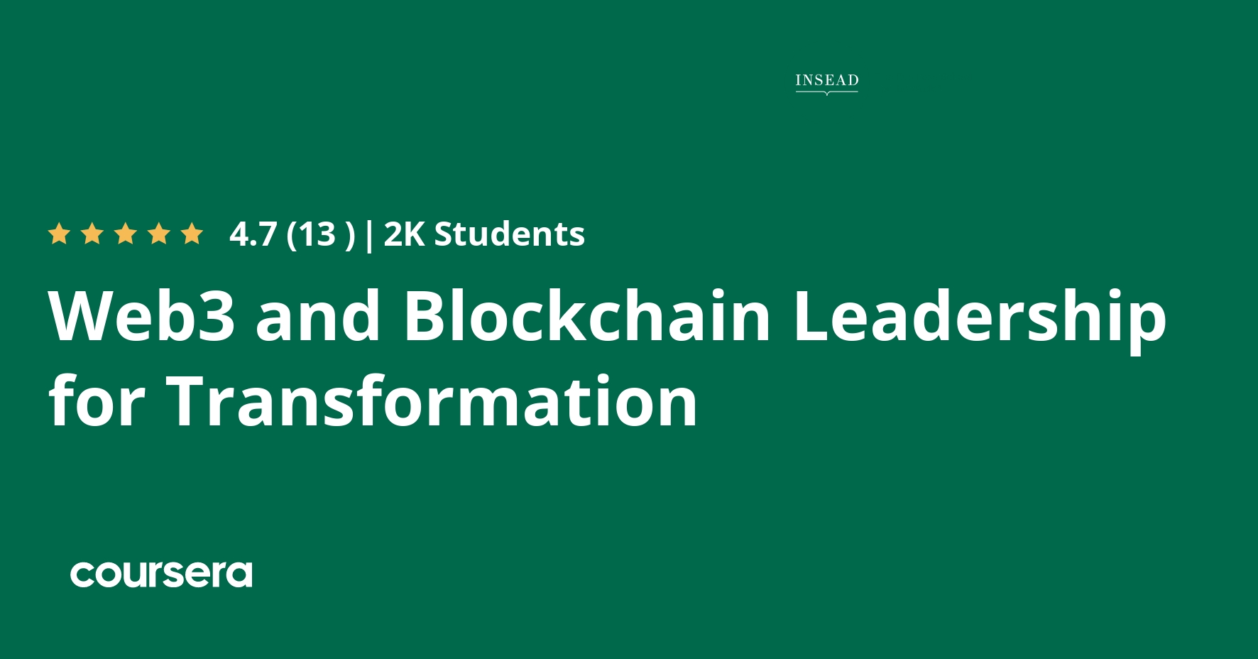 Web3 and Blockchain Leadership for Transformation | Coursera