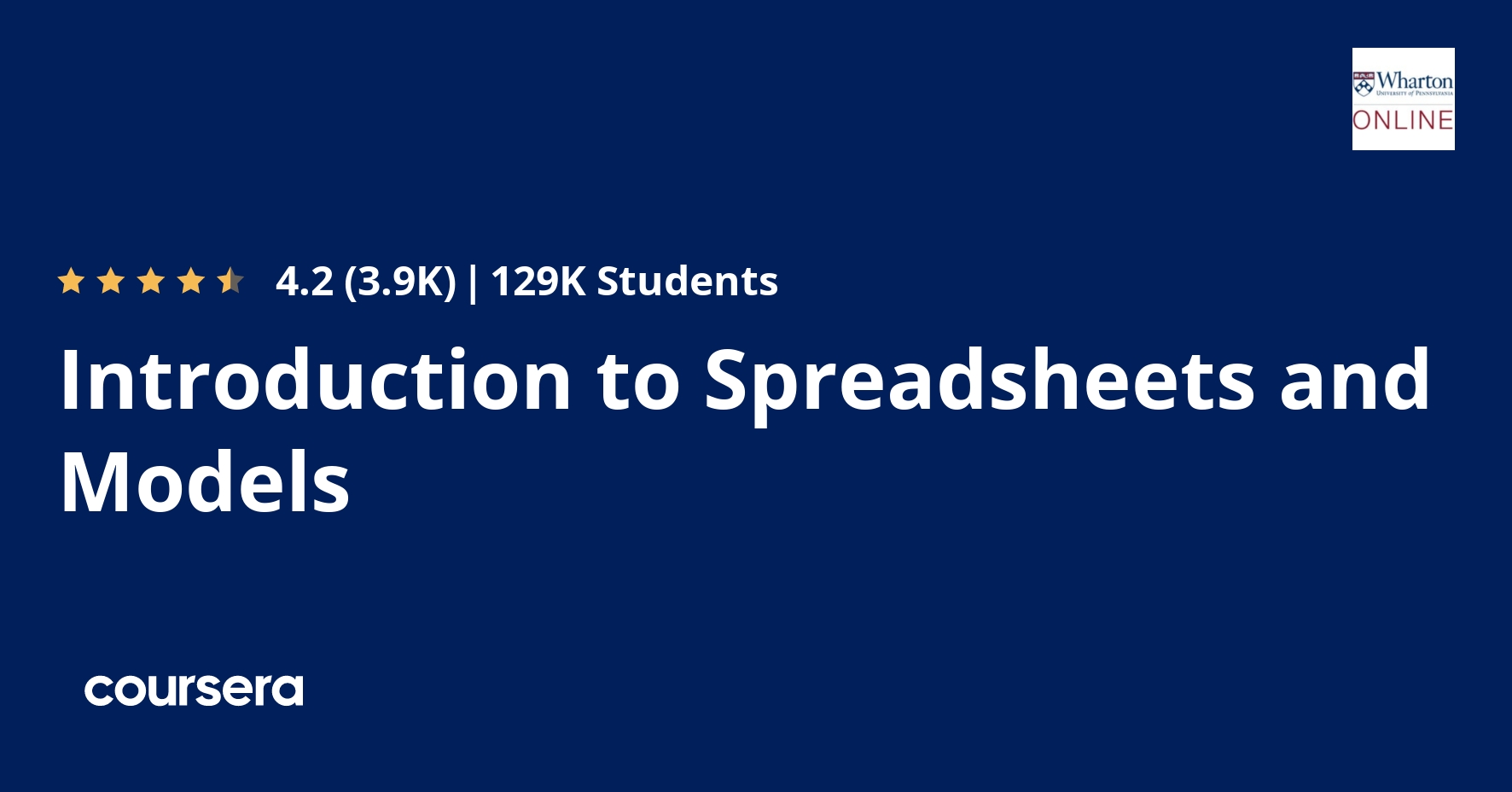Introduction to Spreadsheets and Models | Coursera