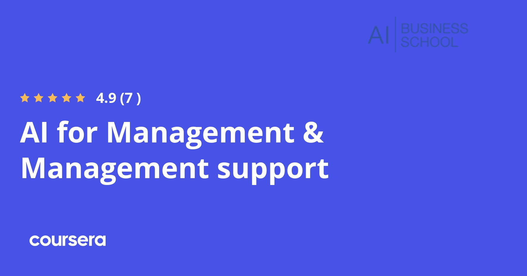 AI for Management & Management support | Coursera