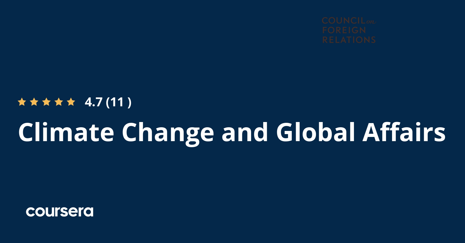 Climate Change and Global Affairs | Coursera