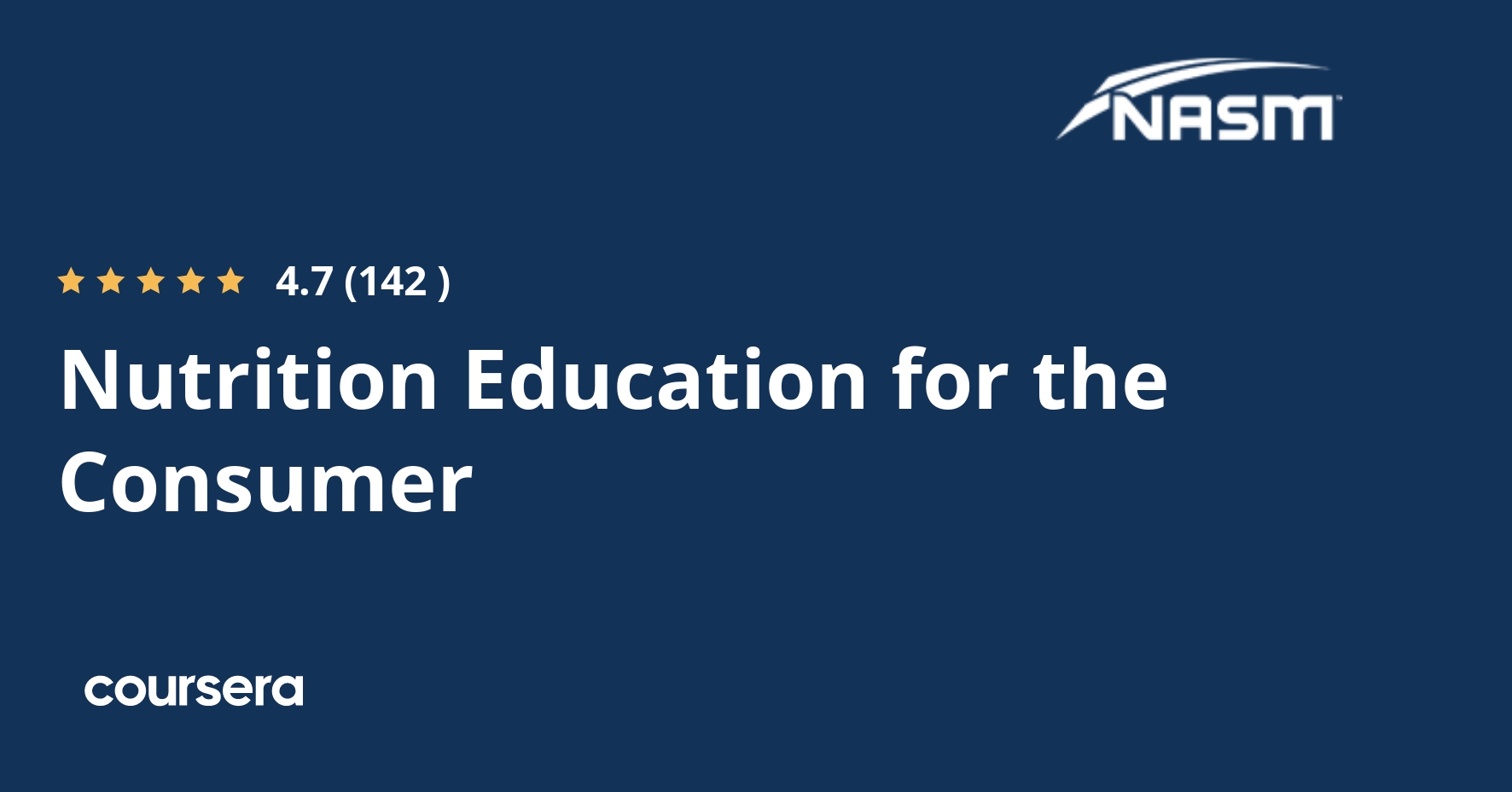 Nutrition Education for the Consumer Specialization [5 courses] (NASM ...