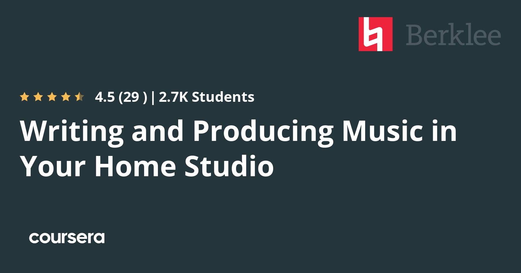 Writing and Producing Music in Your Home Studio | Coursera