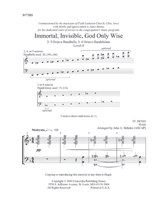 Immortal, Invisible, God Only Wise - Concordia Publishing House