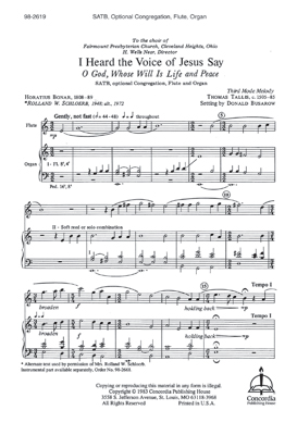 I Heard the Voice of Jesus Say / O God, Whose Will Is Life and Peace ...
