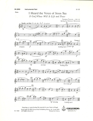 I Heard the Voice of Jesus Say / O God, Whose Will Is Life and Peace ...