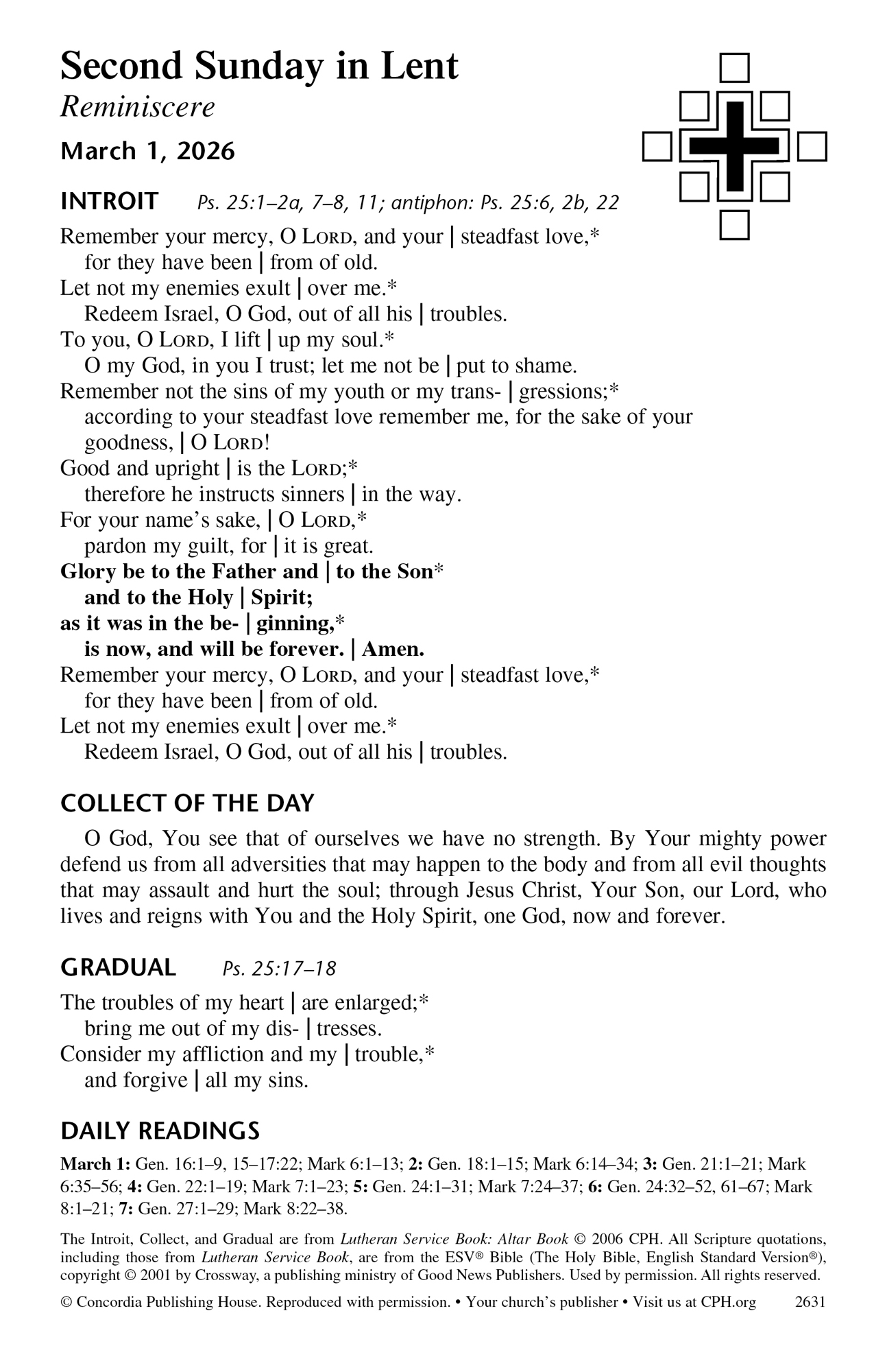 1-Year Lectionary Propers – Quarter 2 Bulletin Insert - Concordia ...
