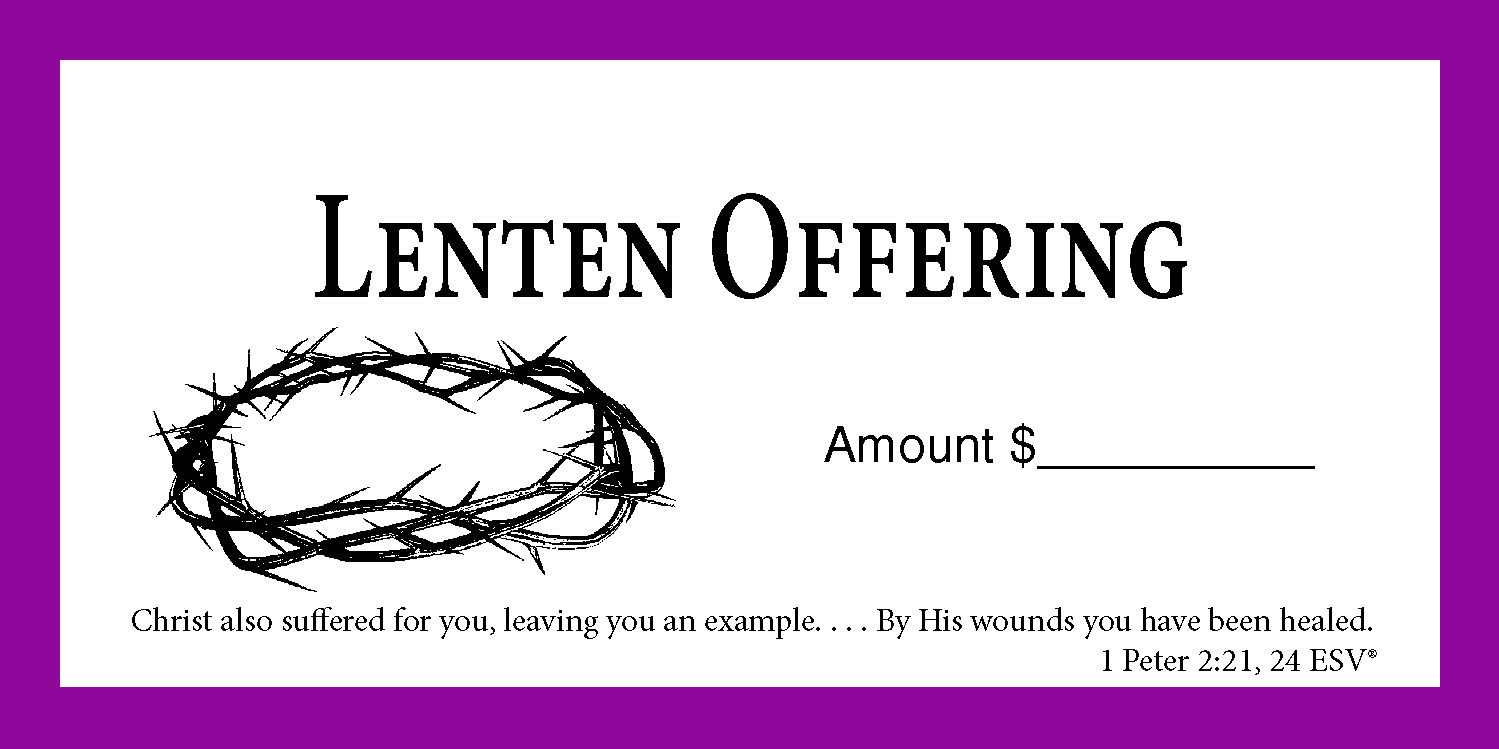 Dollar/Check Size Lenten Offering Envelope - Concordia Publishing House