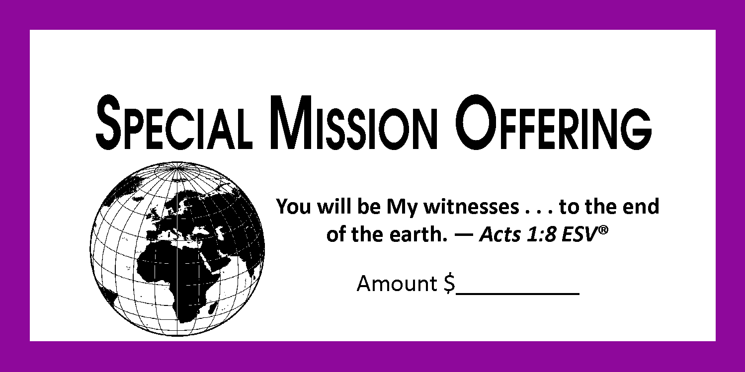 Dollar/Check Size Special Mission Offering Envelope - Concordia ...