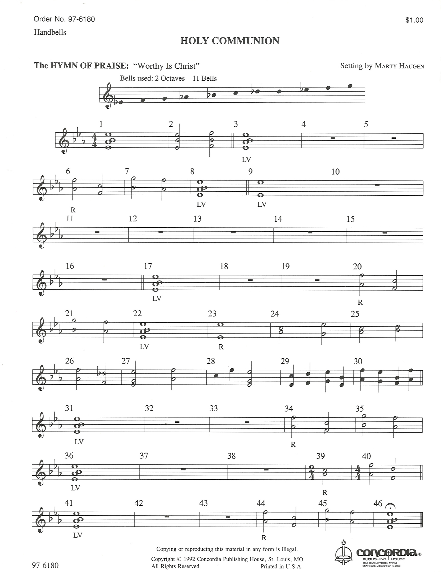 Holy Communion--Musical Setting (Handbells) - Concordia Publishing House