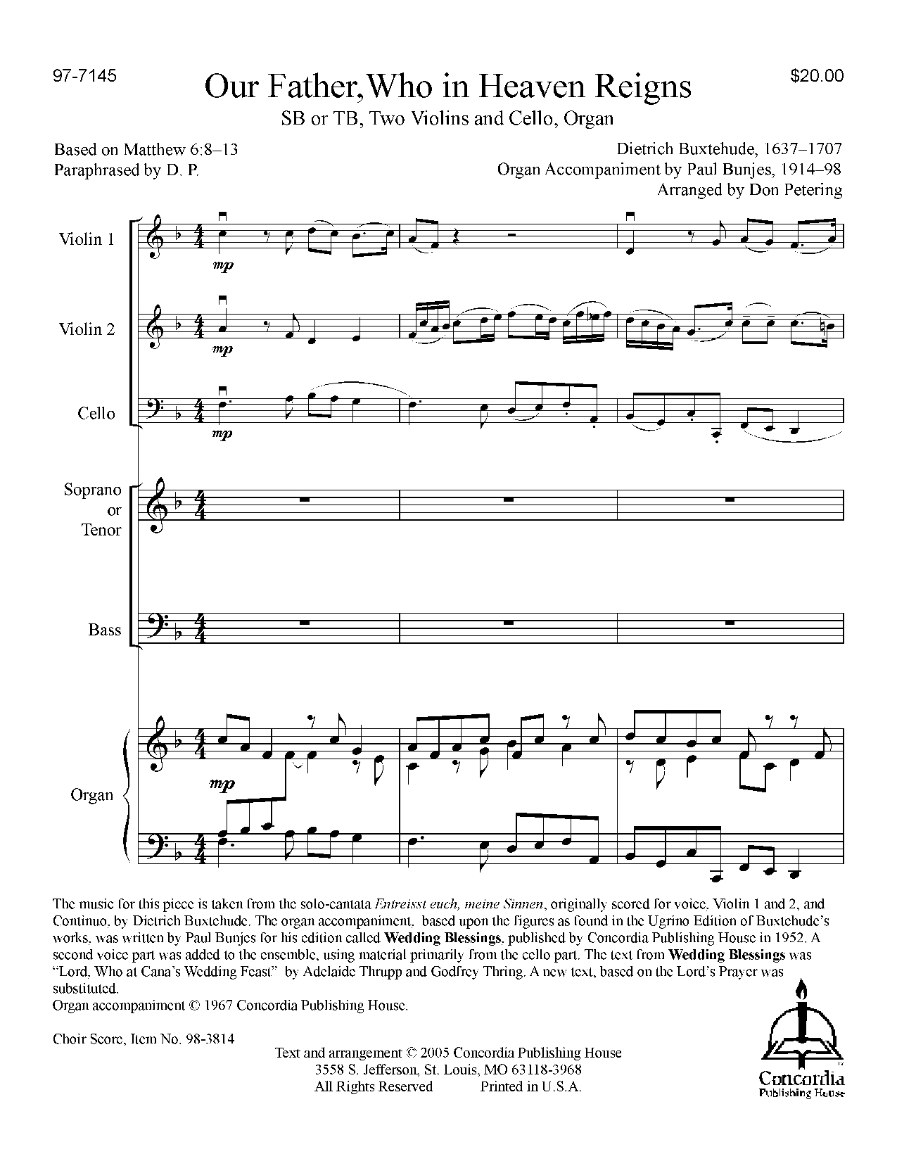 Our Father Who in Heaven Reigns (Full Score) - Concordia Publishing House