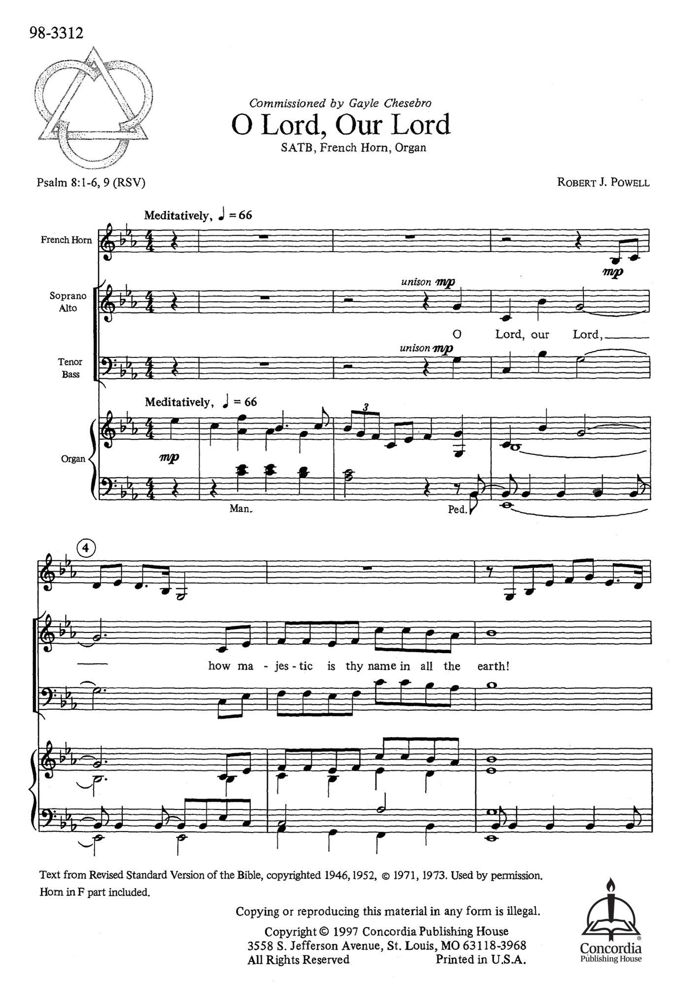 O Lord, Our Lord - Concordia Publishing House