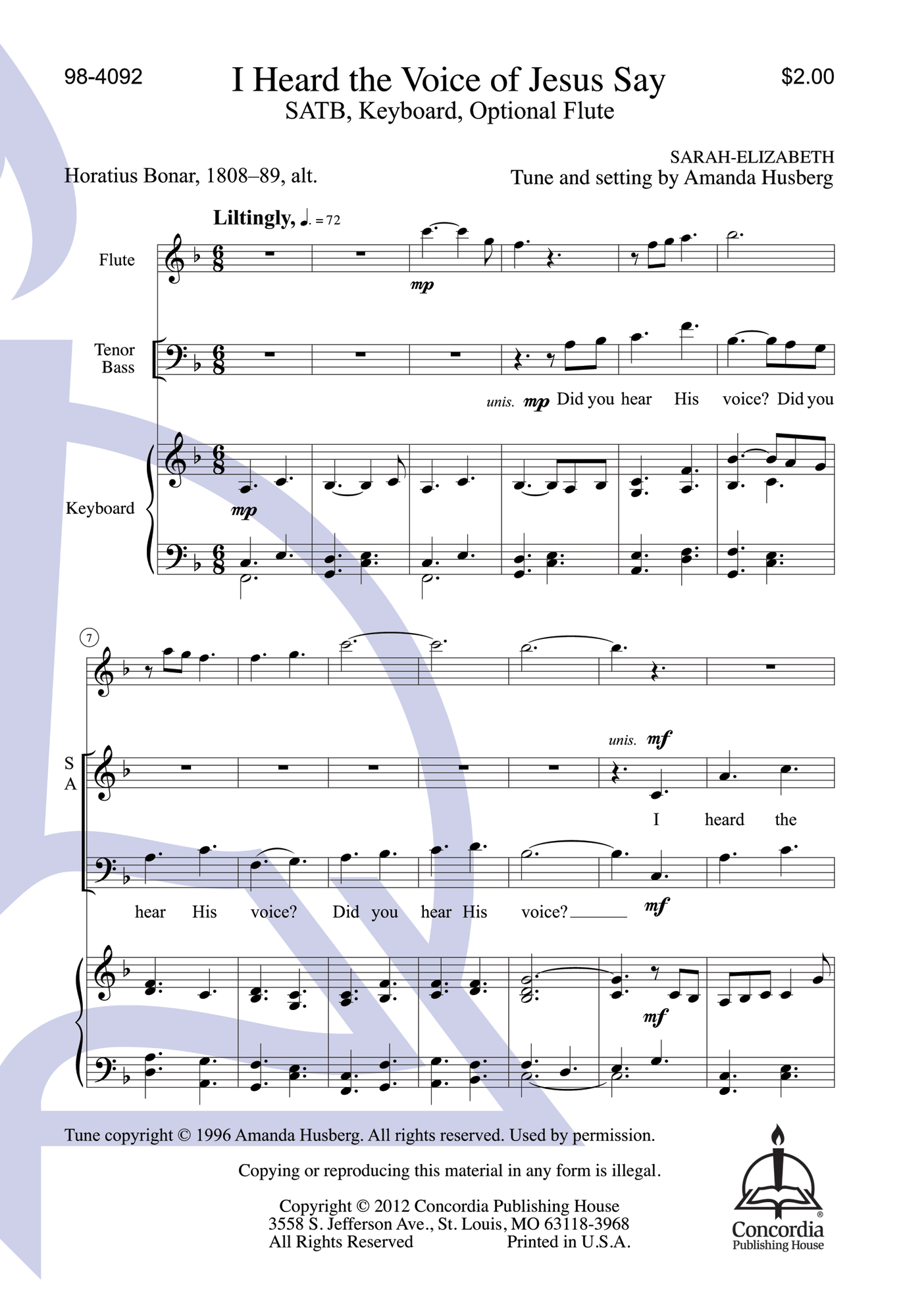 I Heard the Voice of Jesus Say - Concordia Publishing House