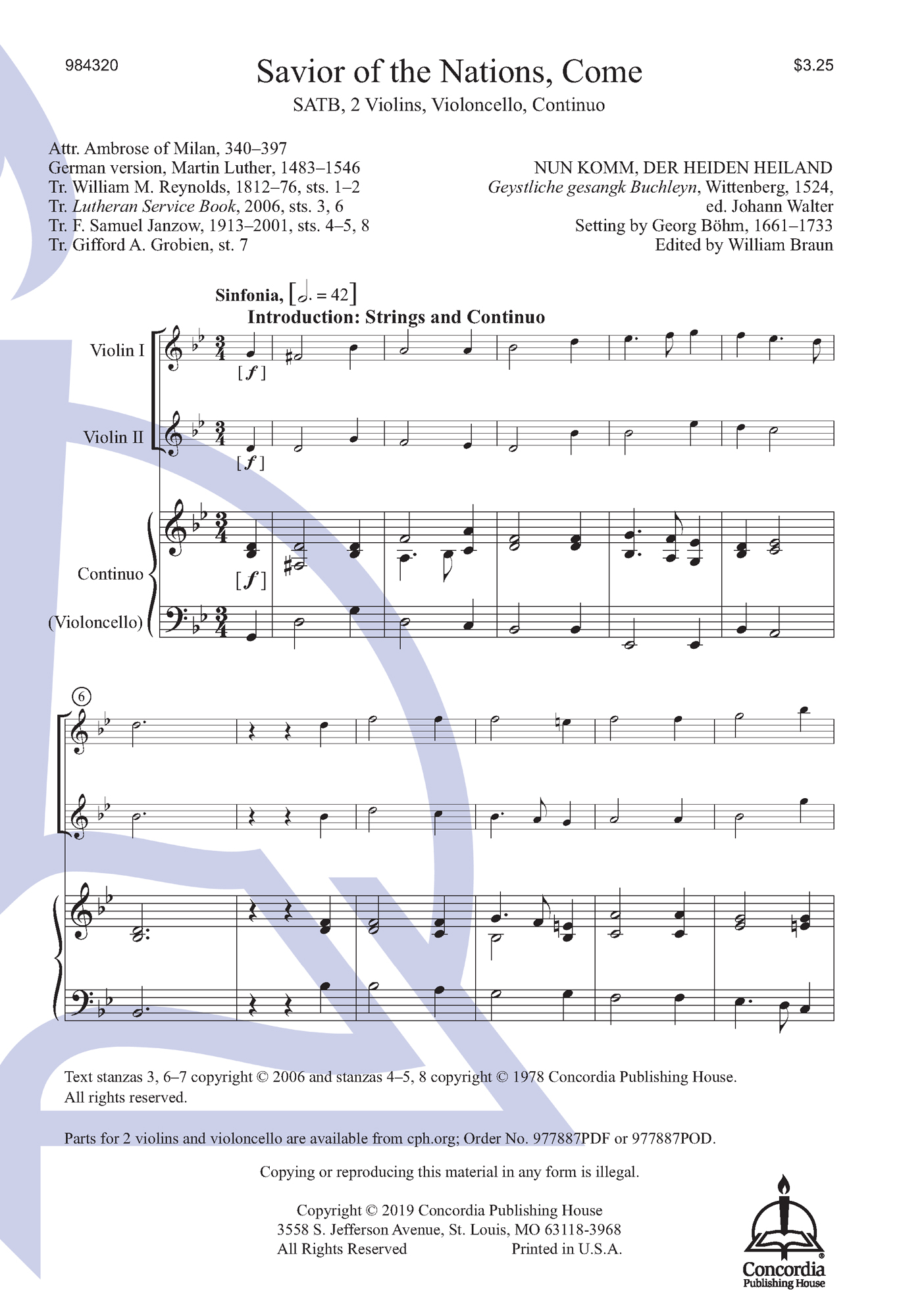 Savior of the Nations, Come (Böhm) - Concordia Publishing House