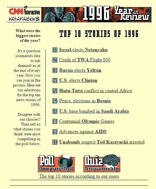 Friday Nineties – Top Stories of 1996 - Superficial Gallery