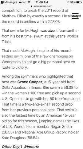 Grace Cooper | Swimcloud