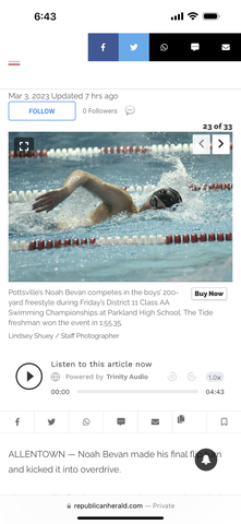 Noah Bevan | Swimcloud