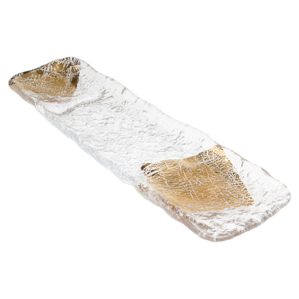 Gold Leaf Rectangular Glass Platter | Culinary Agents