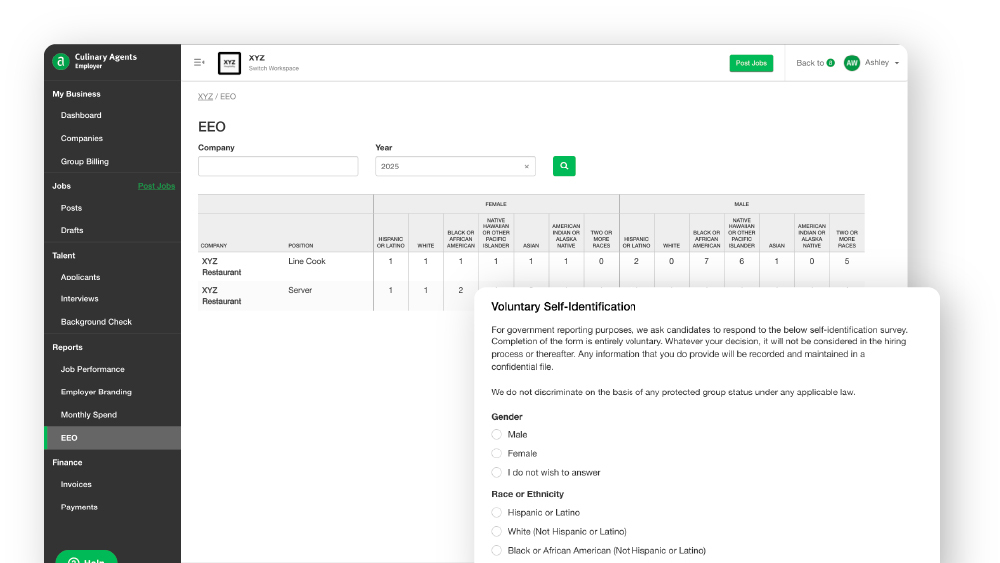 EEO Survey Questions | Culinary Agents