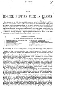 The Border ruffian code in Kansas.: Samuel J. May Anti-Slavery Pamphlet ...