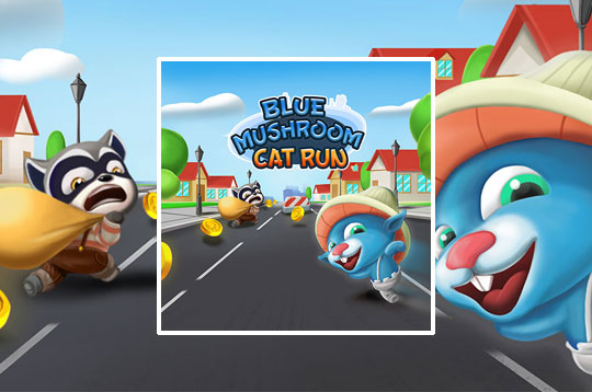 Blue Mushroom Cat Run on Culga Games