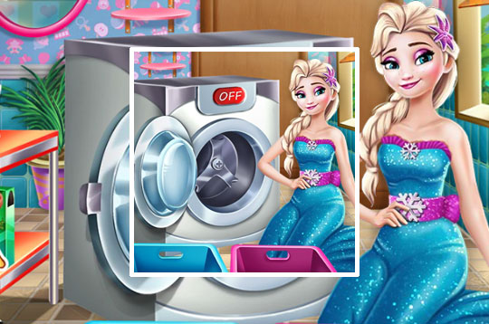 Elsa Wash Clothes on Culga Games