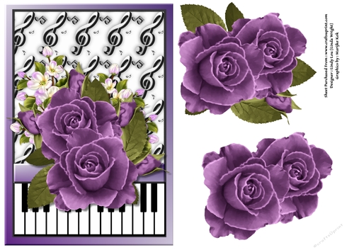 Purple Roses on Piano and Music A5 - CUP864852_20612 | Craftsuprint