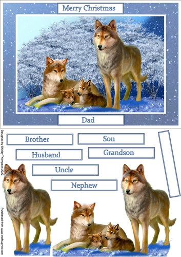 A5 wolf family in the snow step by step card front. - CUP1182172_20842 ...