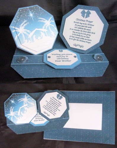 Nativity octagonal double easel card with matching envelope ...
